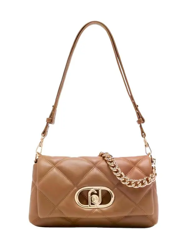 Liu Jo Quilted Shoulder Bag With Logo Plaque - Brown