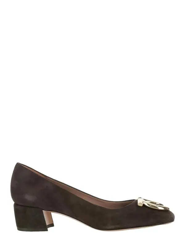 FERRAGAMO 70mm Gancini-detail Suede Heeled Pumps - Brown