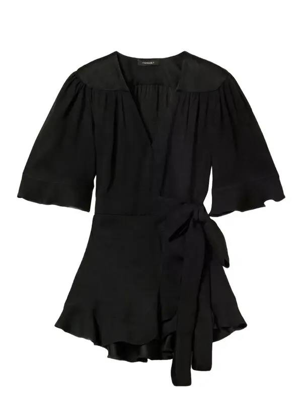 TWINSET Ruffle-detail Wrap Top - Black