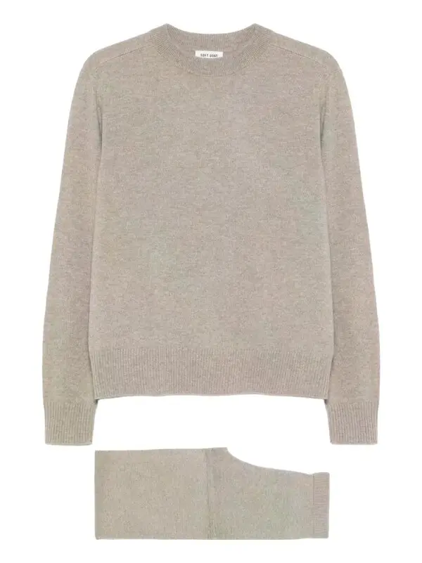 Soft Goat Knit Cashmere Set Jumper And Trousers - Grey