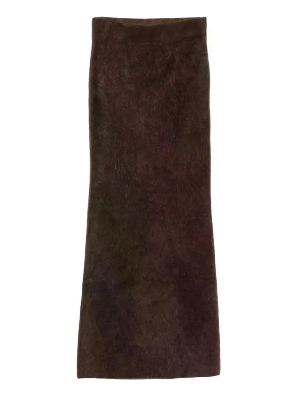 Soft Goat Cashmere Ankle-length Skirt - Brown