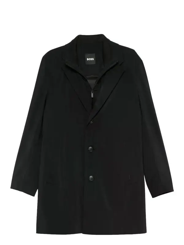 BOSS Notched-lapel Three-button Coat - Black