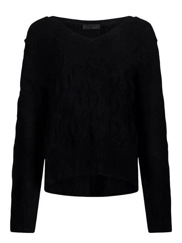 Liu Jo Cable-knit V-neck Sweater - Black