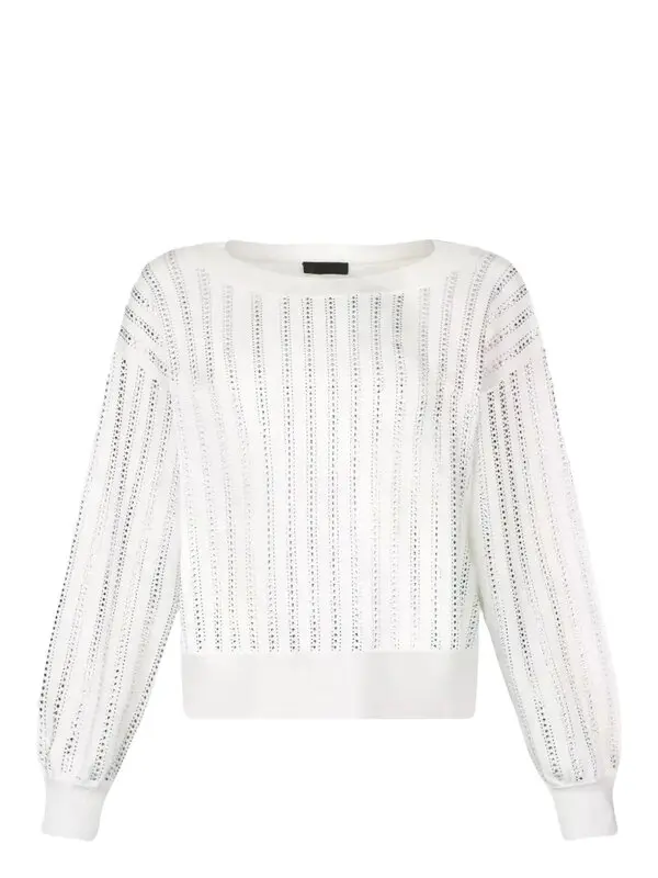 Liu Jo Rhinestone-embellished Puff-sleeve Sweater - White