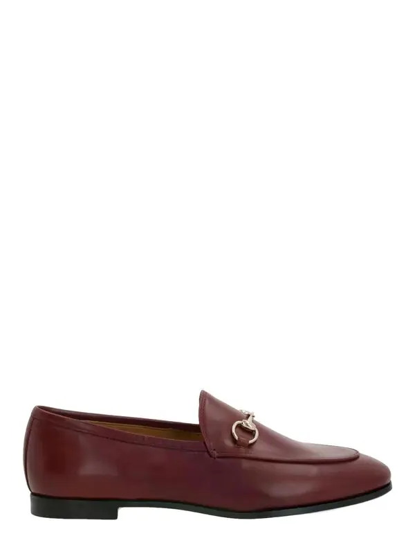 Gucci Leather Loafers With Horsebit Detail - Red