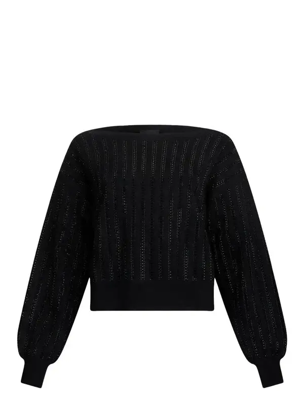 Liu Jo Rhinestone-embellished Puff-sleeve Sweater - Black