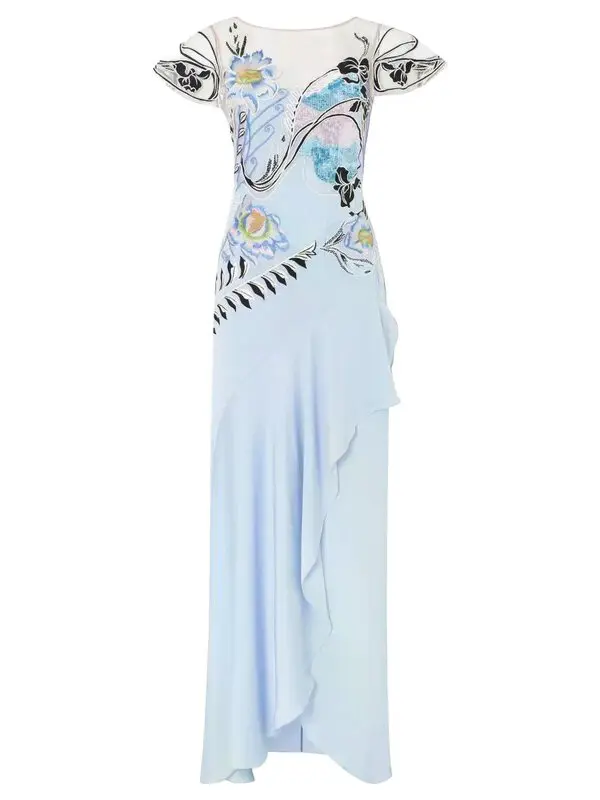 TEMPERLEY LONDON Gracia Ruffle Sequin-embellished Dress - Blue