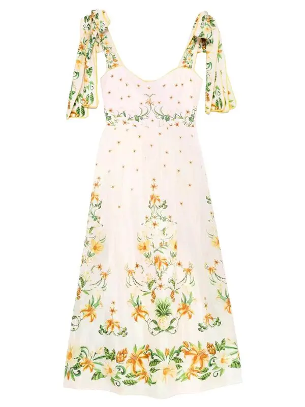 Farm Rio Botanical Beauty Midi Dress - Pink