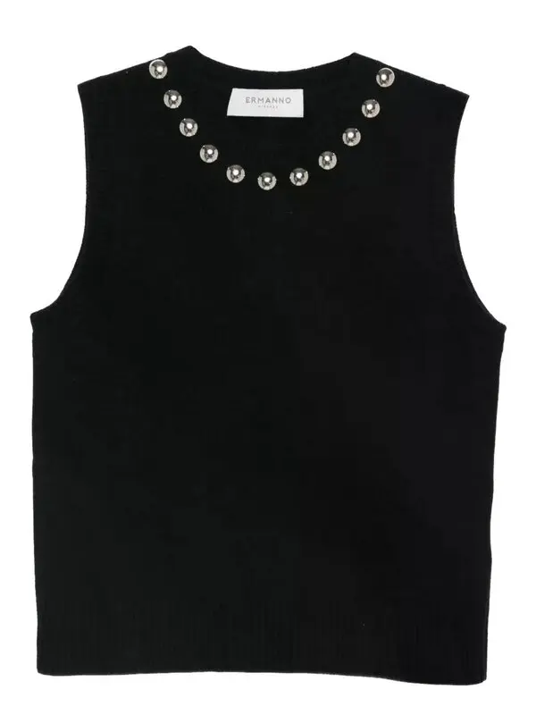 ERMANNO FIRENZE Embellished Sleeveless Top - Black