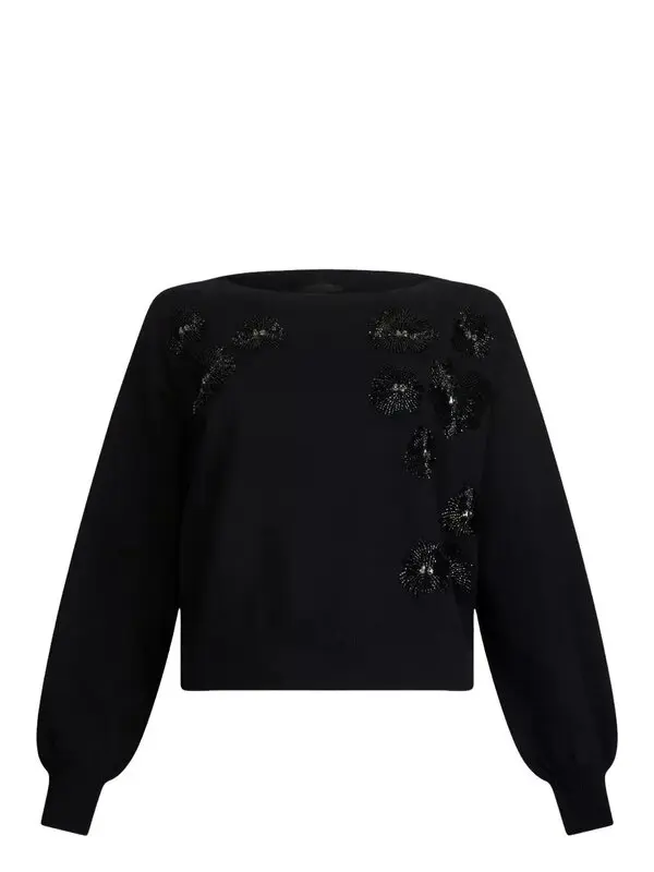 Liu Jo Rhinestone-embellished Puff-sleeve Sweater - Black