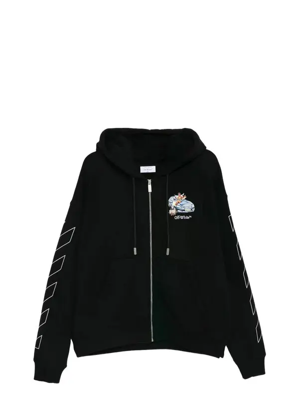 Off-White Graphic Print Hoodie - Black