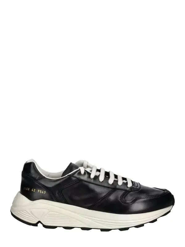 COMMON PROJECTS Premium Runner Leather Sneakers - Black