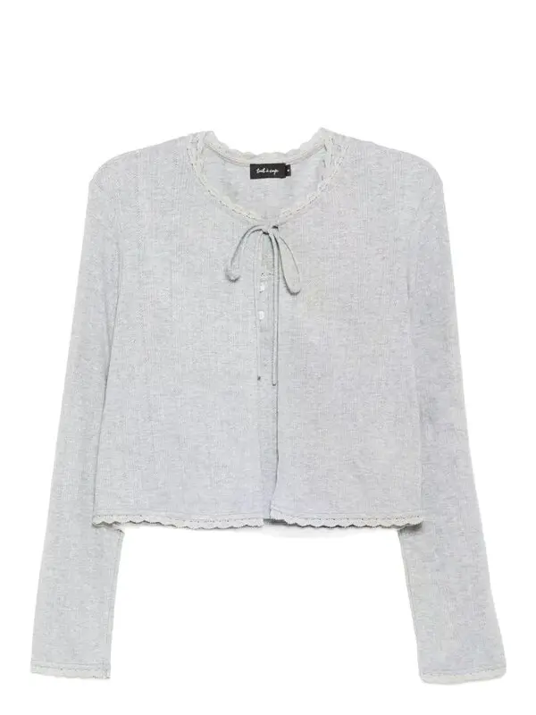TOUT A COUP Lace-trim Cardigan Top - Grey