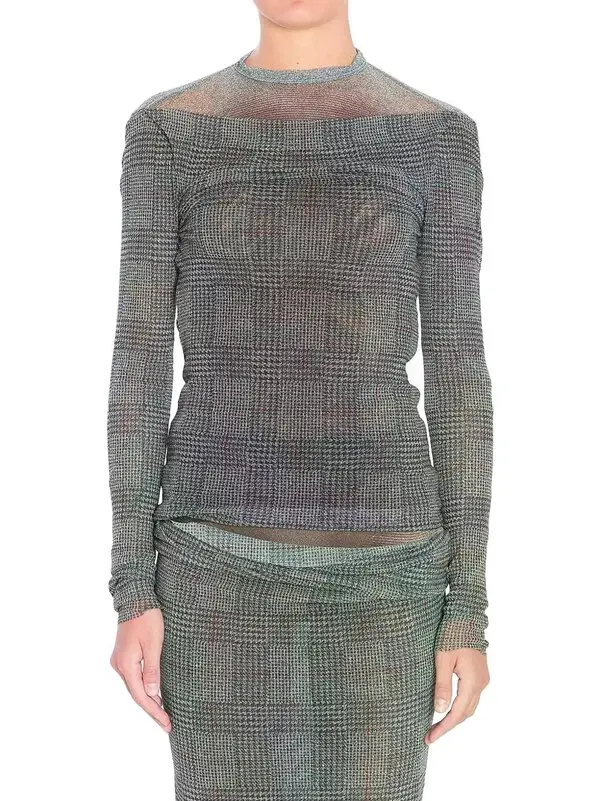 Jean Paul Gaultier Checked Mesh Top - Grey
