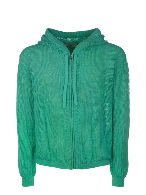 LANEUS Zip-up Knit Hoodie - Green