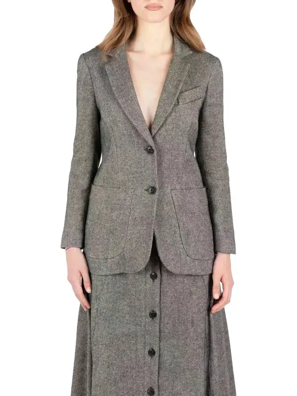 SOCIETE ANONYME Herringbone-pattern Jacket - Grey
