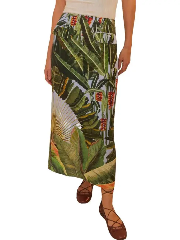 Farm Rio Amazônia Forest-print Midi Skirt - Blue