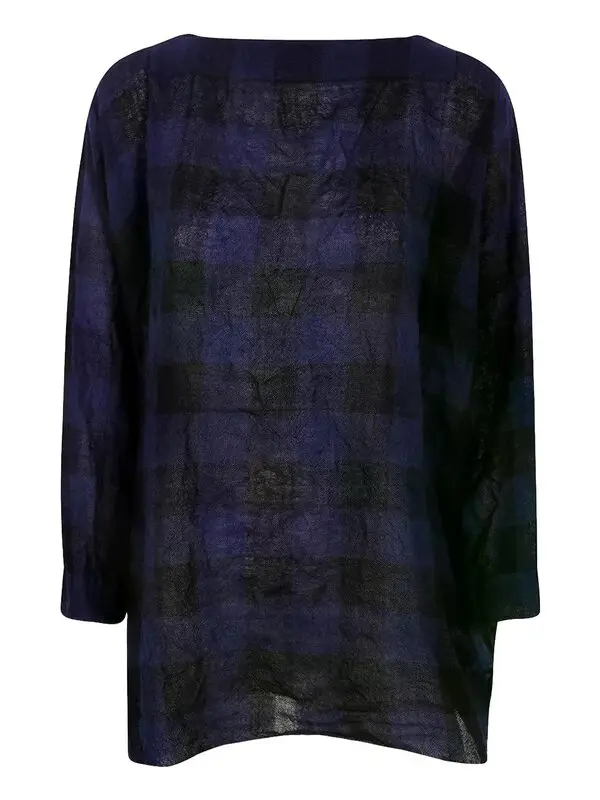 DANIELA GREGIS Check-pattern Wool Blouse - Blue
