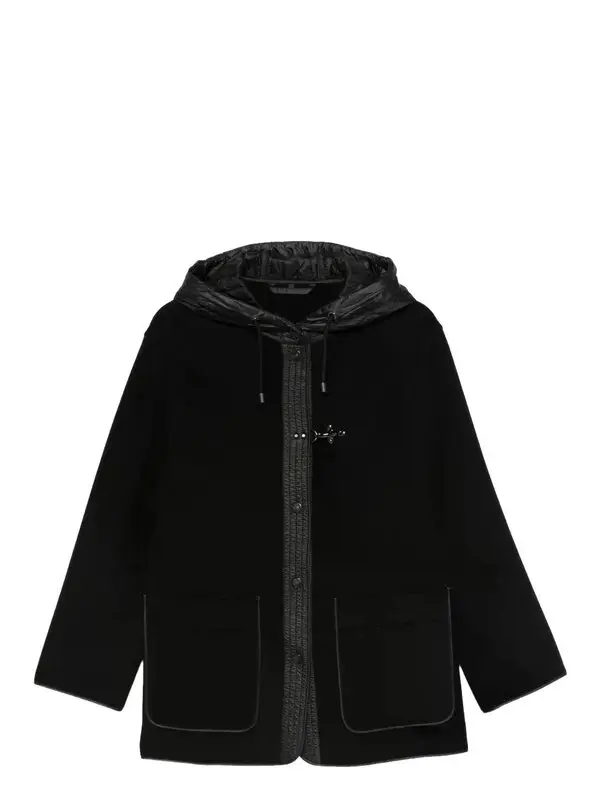 FAY Hooded Toggle-fastening Coat - Black