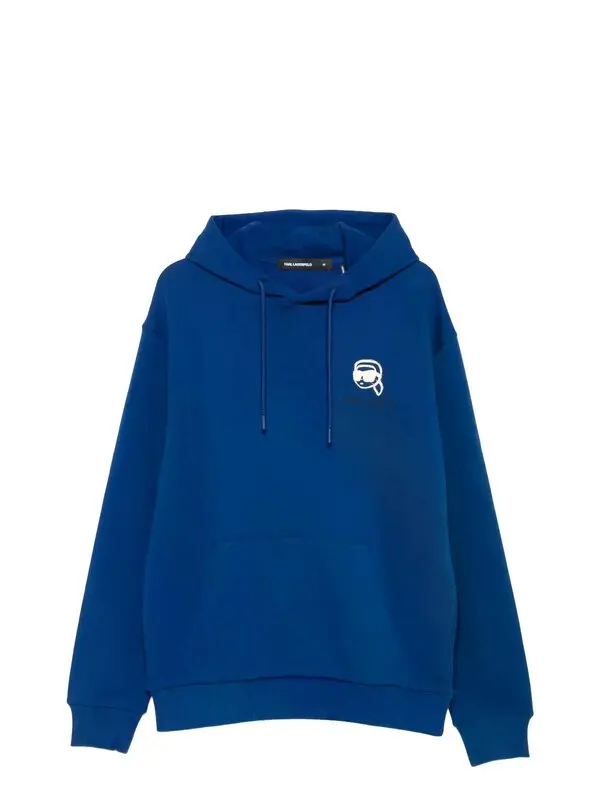 Karl Lagerfeld Logo-embroidered Cotton Hoodie - Blue