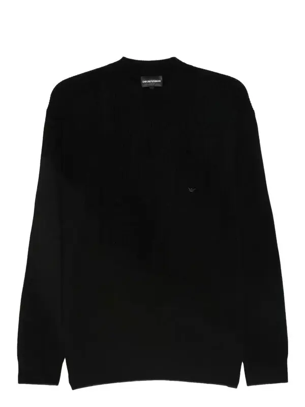 Emporio Armani Ribbed Crew-neck Sweater - Black