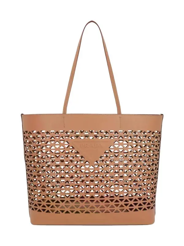 Prada Tote Bag With Perforated Detailing - Neutrals