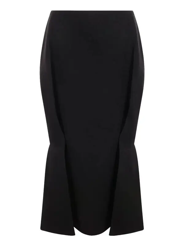 Prada High-waisted Belted Virgin Wool Skirt - Black