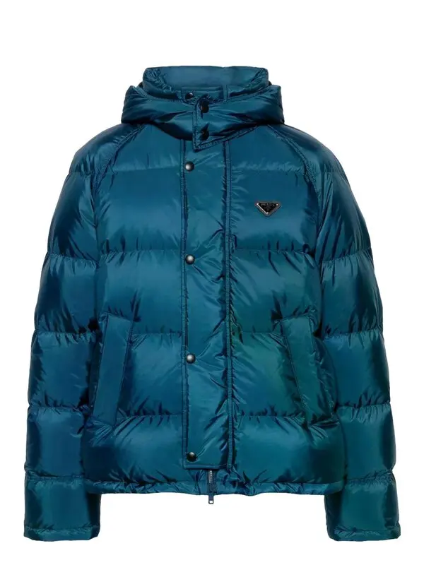 Prada Re-nylon Cropped Down Jacket - Blue