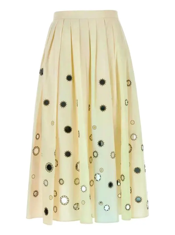Prada Mirror-embellished Cotton Midi Skirt - Neutrals