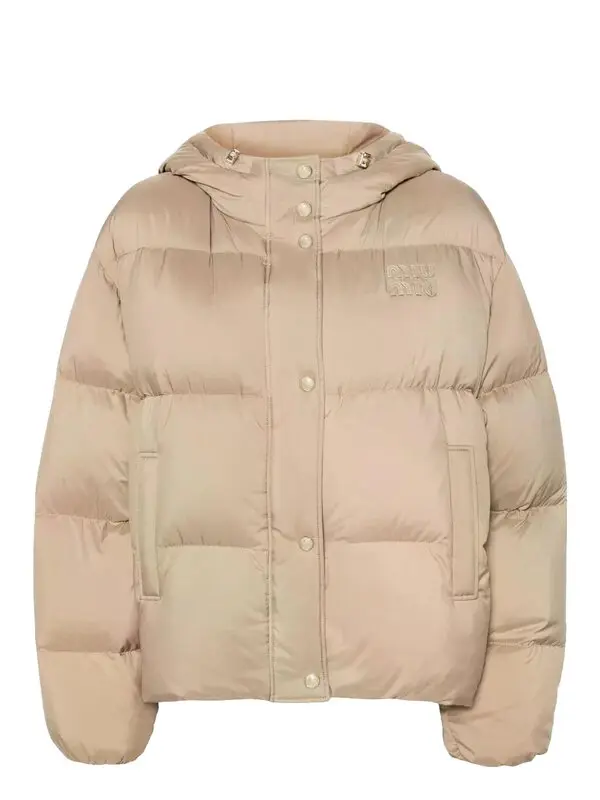 Miu Miu Logo-appliqué Padded Jacket - Brown