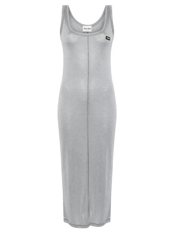 Miu Miu Logo-patch Dress - Grey