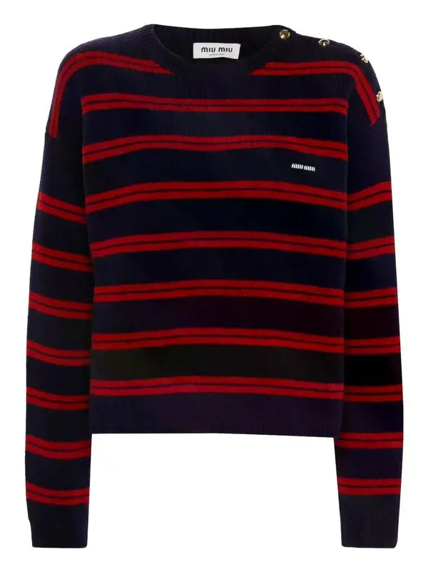 Miu Miu Striped Knitted Jumper - Blue
