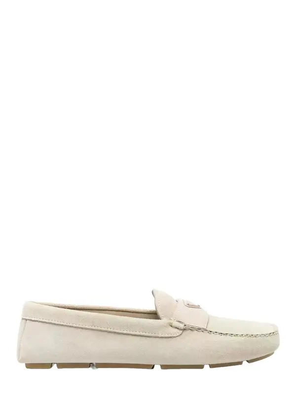 Prada Triangle-logo Suede Loafers - Neutrals