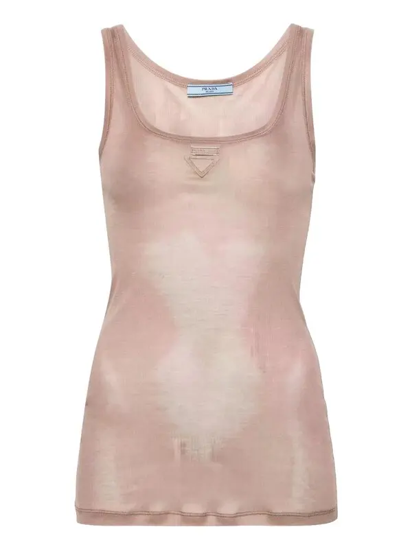 Prada Triangle-appliqué Silk Top - Pink