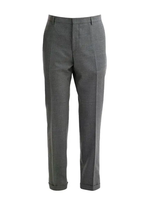 Prada Cuffed Hem Wool Trousers - Grey
