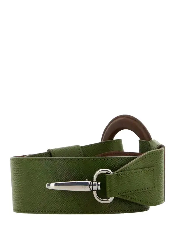 Prada Leather Oval-ring Shoulder Strap - Green