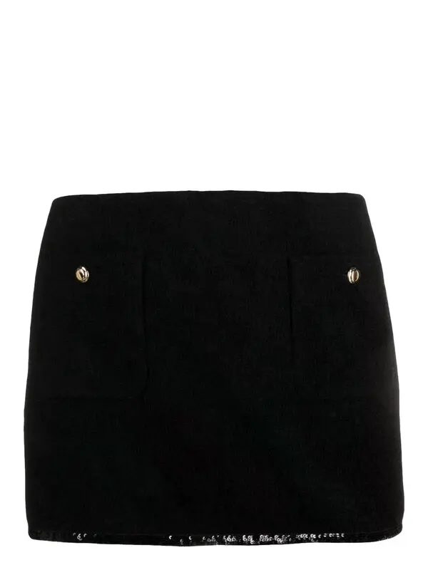 Miu Miu Sequin Trim Knit Mini Skirt - Black