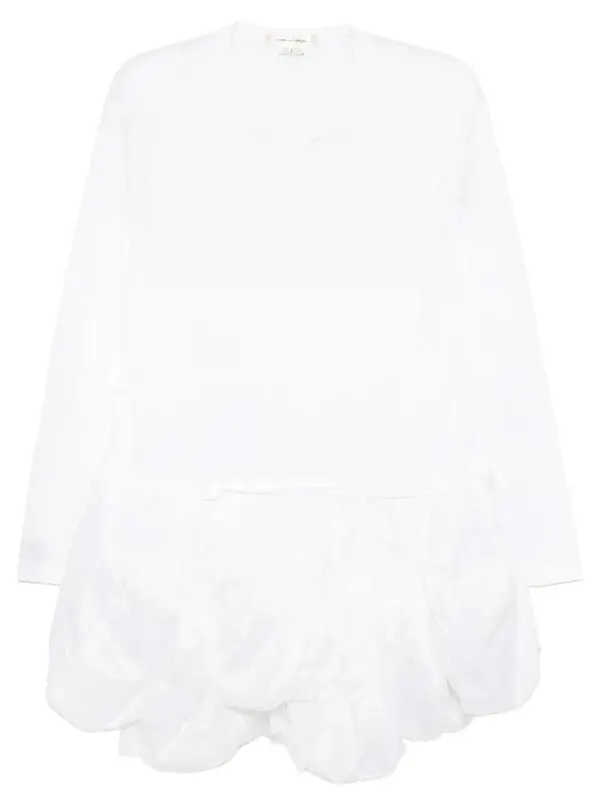 Comme Des Garçons Long-sleeved Ruffle Dress - White