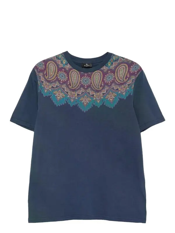 Etro Paisley-print Cotton T-shirt - Blue