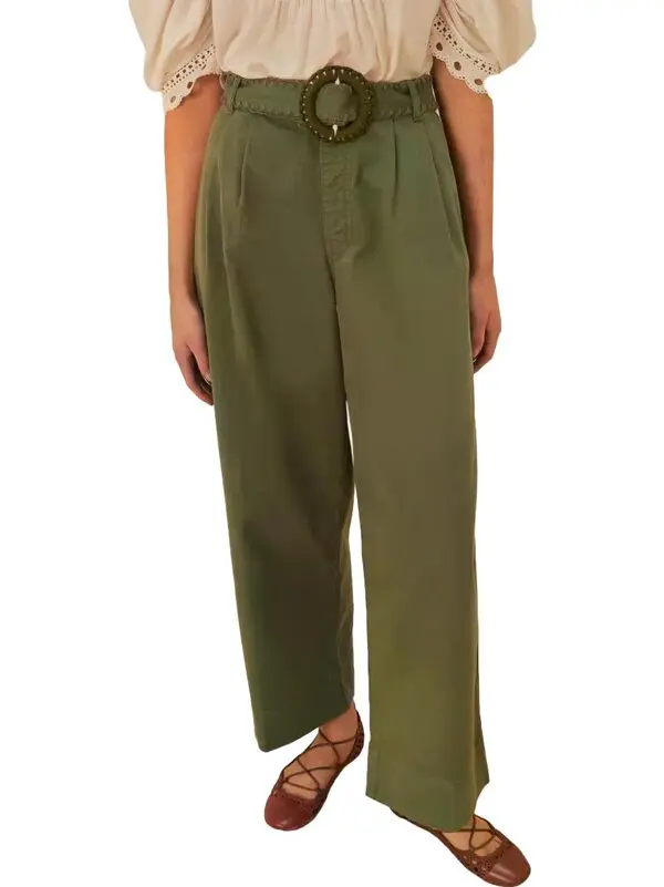 Farm Rio Twill Pleated Trousers - Green