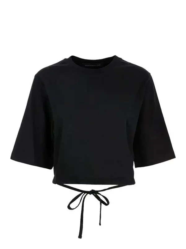 DEPARTMENT 5 Tie-back Cropped T-shirt - Black