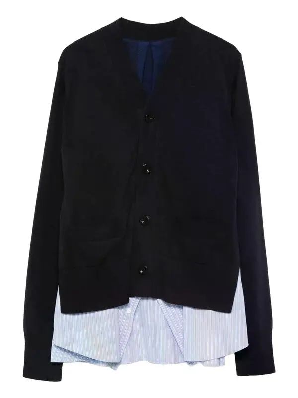 Sacai Buttoned Layered Cardigan - Blue