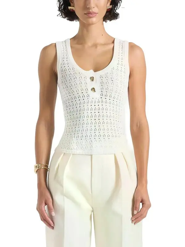 Manière De Voir Pointelle Knitted Vest - White