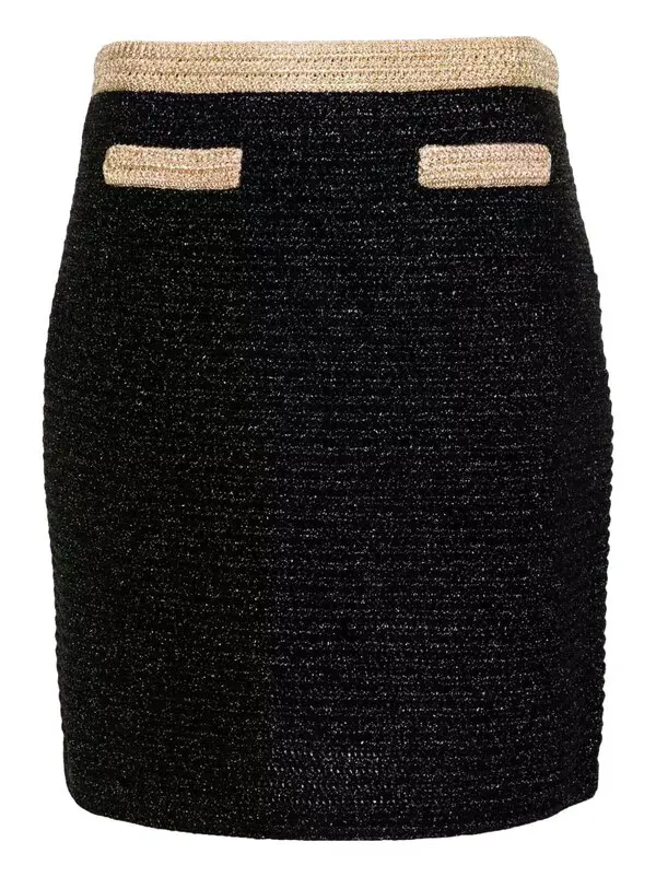 Miu Miu Lamé Knitted Miniskirt - Black