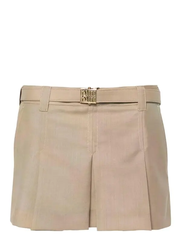 Miu Miu Pleated Mini Skirt - Neutrals