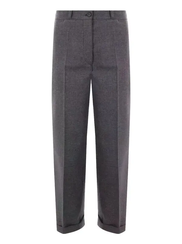 Prada Mid-rise Wool Tailored Trousers - Grey
