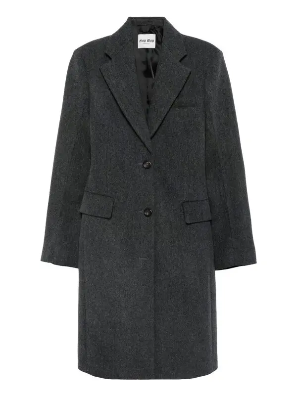Miu Miu Virgin Wool Mélange Coat - Grey