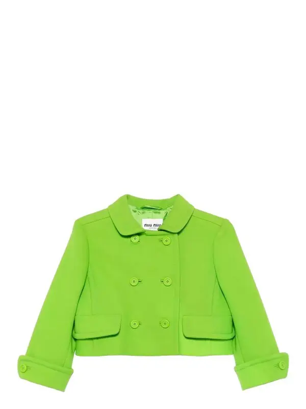 Miu Miu Natté Cropped Jacket - Green