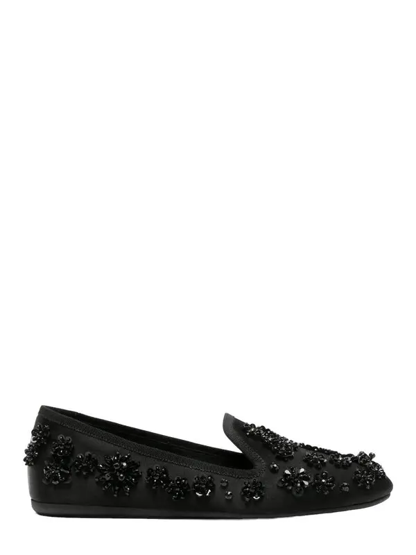 Miu Miu Floral Ballerina Shoes - Black