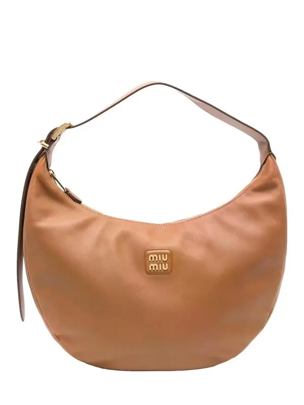 Miu Miu Logo-plaque Shoulder Bag - Brown